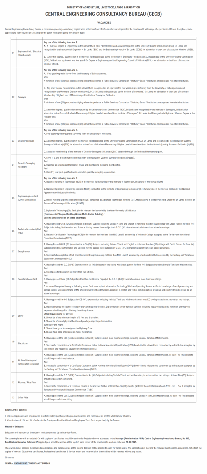Central Engineering Consultancy Bureau Vacancies 2025 | Uplankajobs